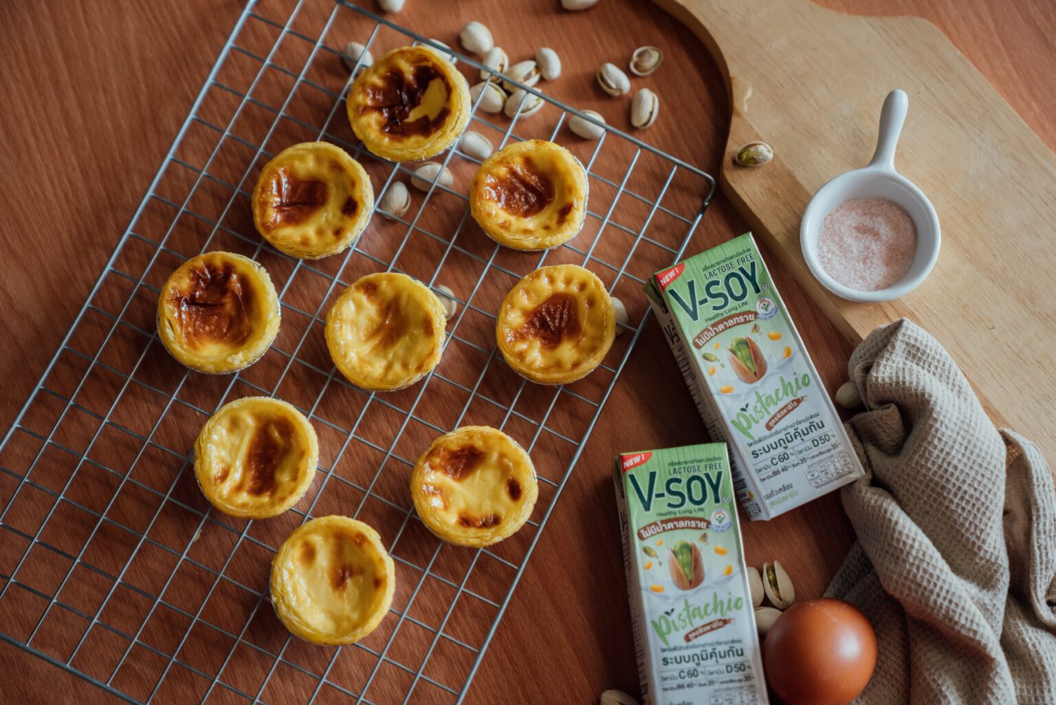 Egg tart สูตรนมถั่วเหลือง พิสตาชิโอ